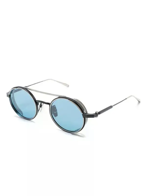 AKONI Eris Round-frame Double-bridge Sunglasses - Blue