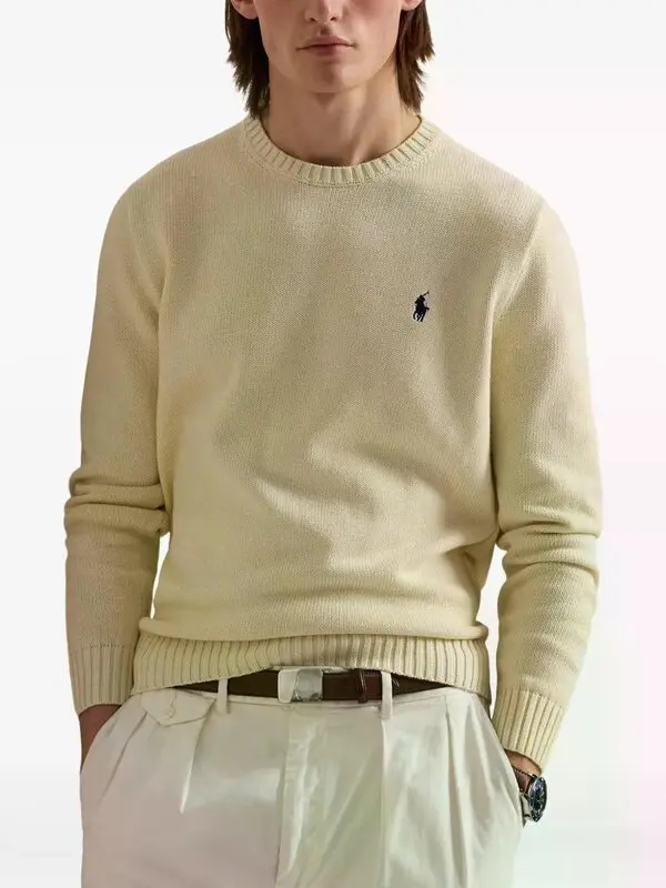 Polo Ralph Lauren Crew Neck Embroidered Jumper - Neutrals