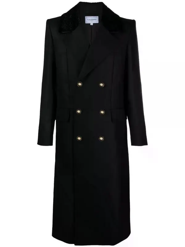 Casablanca Double-breasted Wool Coat With Faux-fur Trim