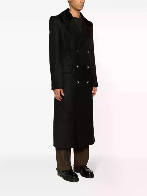 Casablanca Double-breasted Wool Coat With Faux-fur Trim