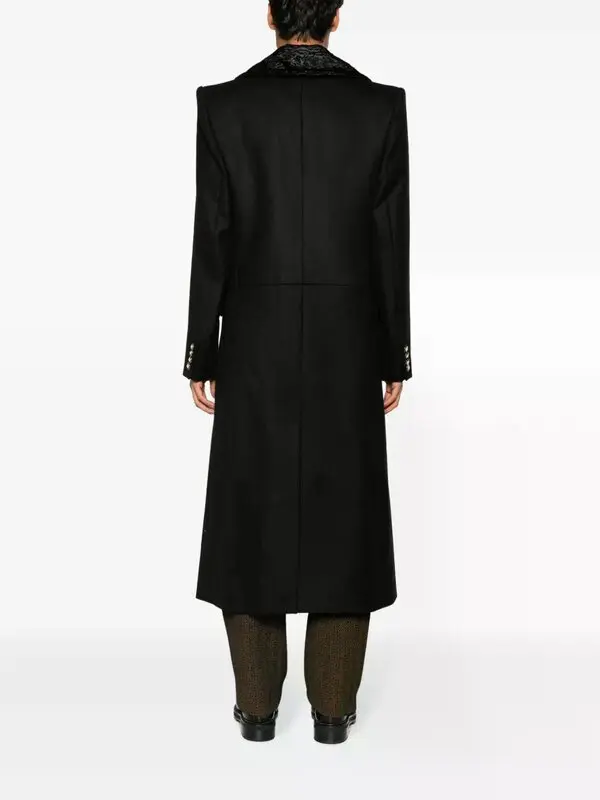 Casablanca Double-breasted Wool Coat With Faux-fur Trim