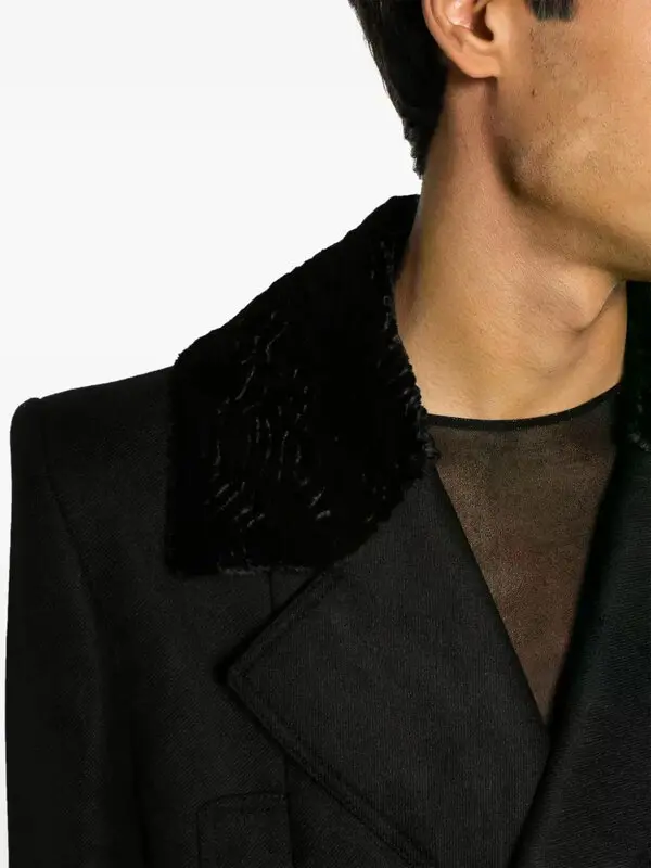 Casablanca Double-breasted Wool Coat With Faux-fur Trim