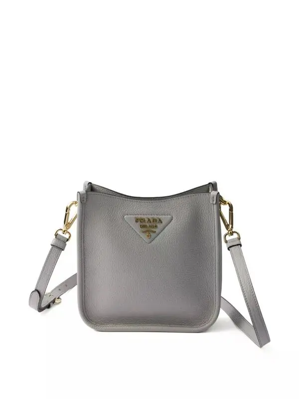 Prada Mini Leather Shoulder Bag - Grey