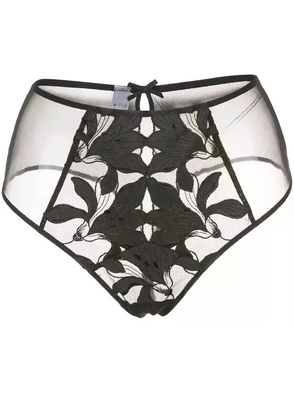 FLEUR DU MAL Lily Embroidered High-waisted Thong