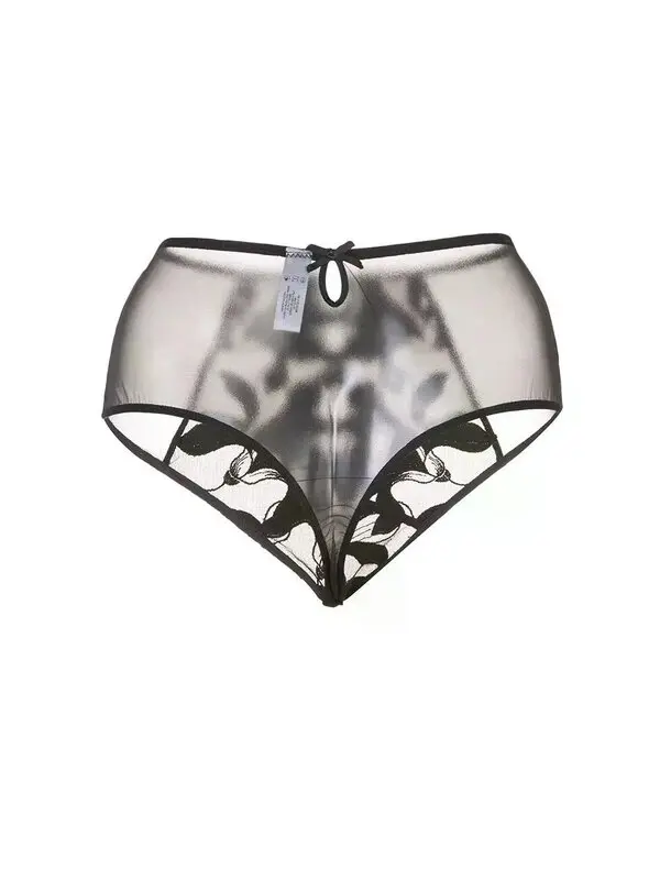FLEUR DU MAL Lily Embroidered High-waisted Thong