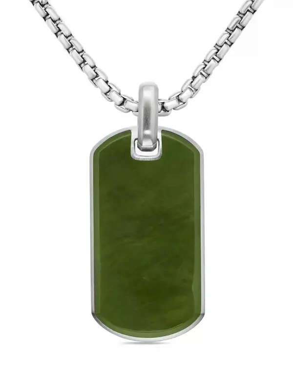 David Yurman Sterling Chevron Tag With Nephrite Jade - Silver