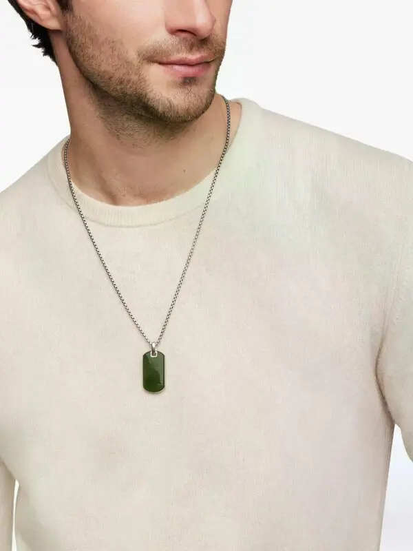 David Yurman Sterling Chevron Tag With Nephrite Jade
