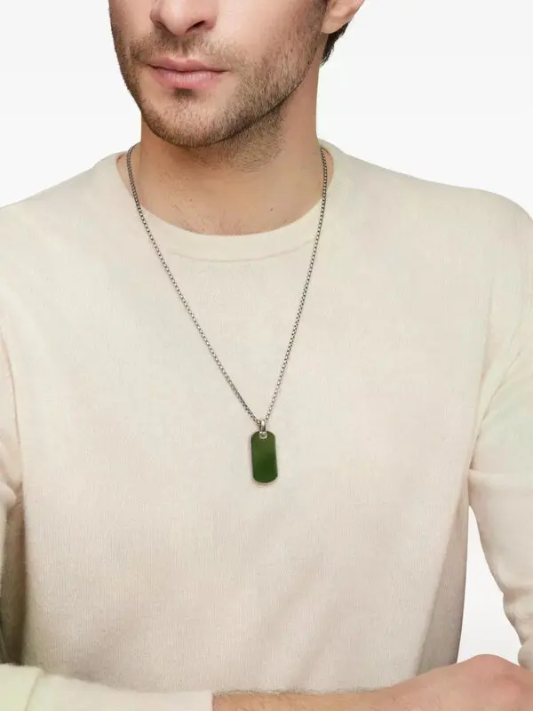 David Yurman Sterling Chevron Tag With Nephrite Jade