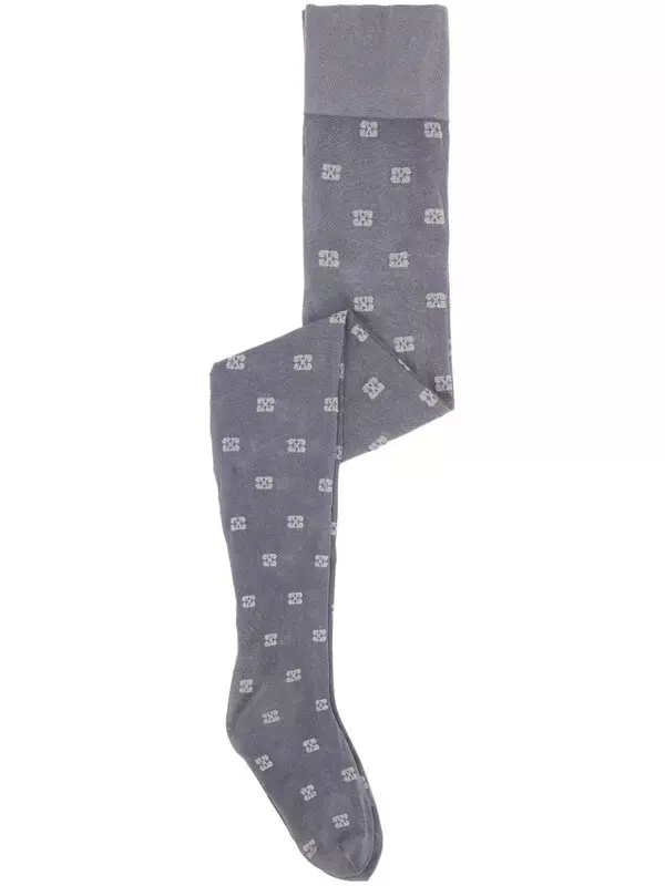 GANNI Embroidered Logo Knee-high Socks - Grey