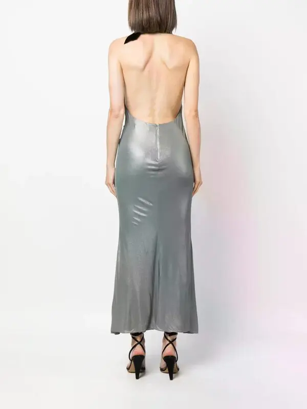 Alessandra Rich Halterneck Open-back Evening Dress With Plunging V-neck