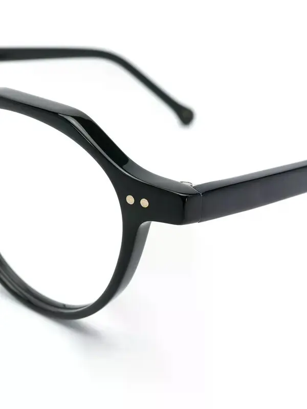 LESCA Round Frame Glasses - Black