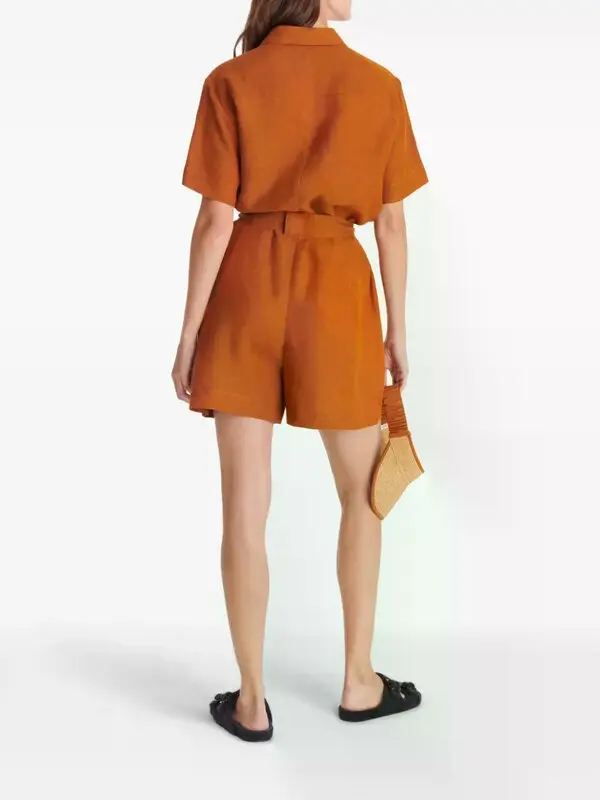 ERES Généreux" Playsuit With Belted Waist And Flap Pockets - Brown
