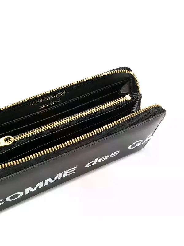 Comme Des Garçons Logo Zip-around Wallet - Black