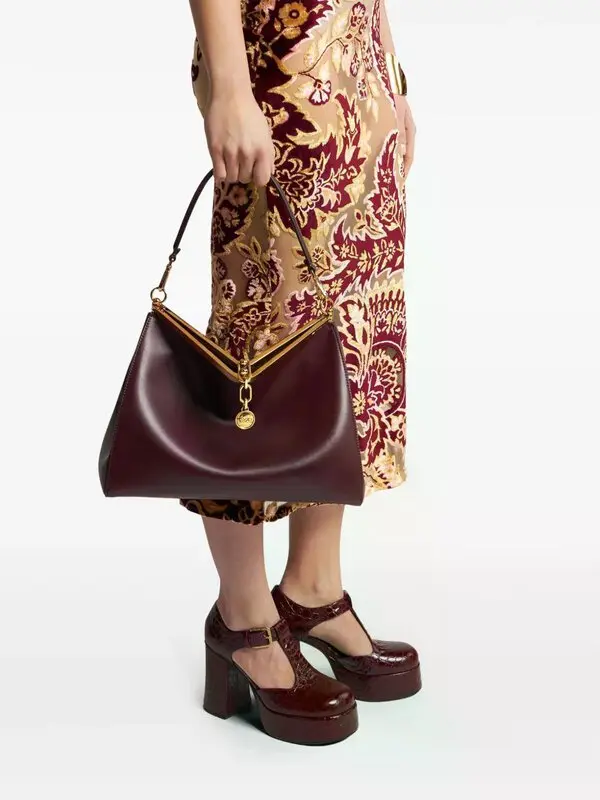Etro Vela Leather Shoulder Bag - Red