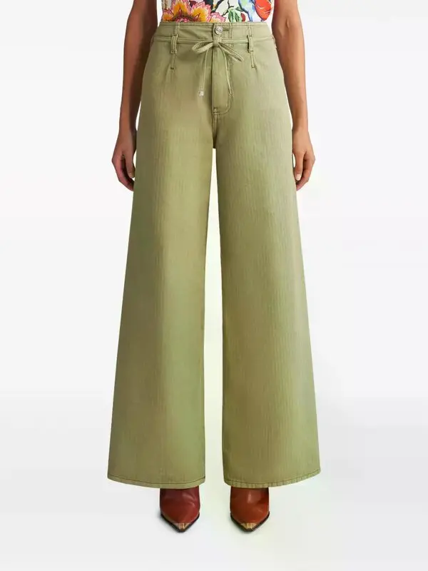 Etro Pegaso-embroidered Wide-leg Jeans - Green