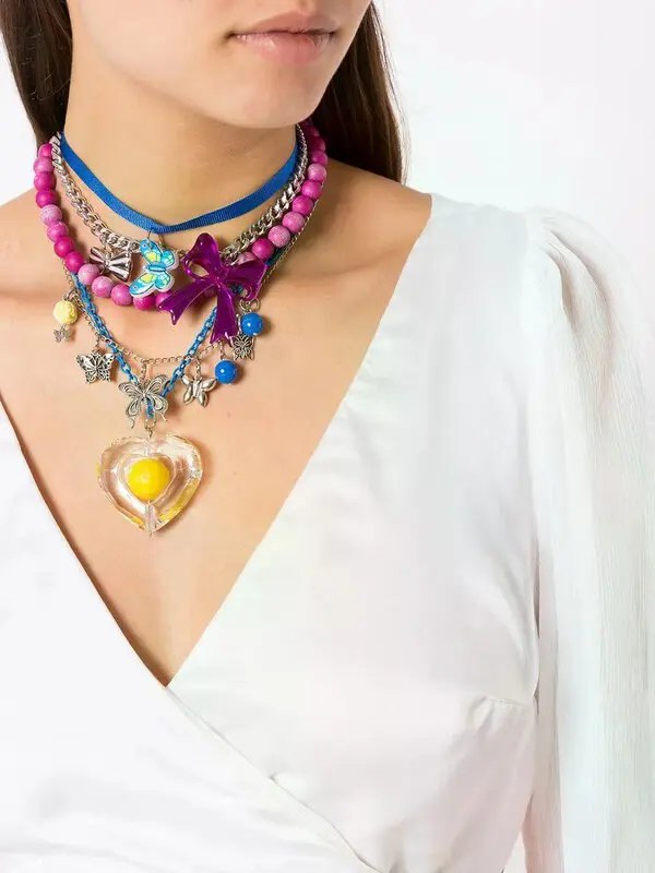 AMIR SLAMA Heart Multi Chain Necklace