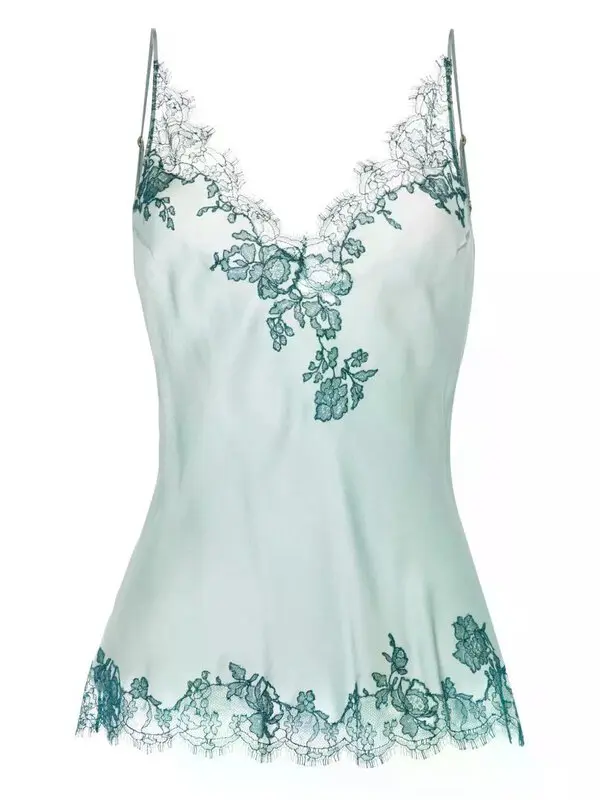 Carine Gilson Lace-trimmed Silk Camisole - Blue