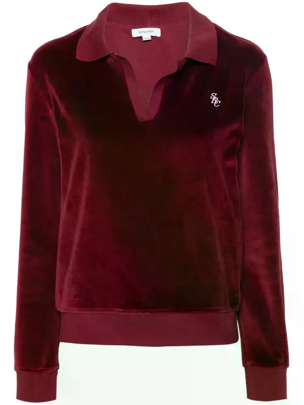 SPORTY & RICH Src Velour Polo Top