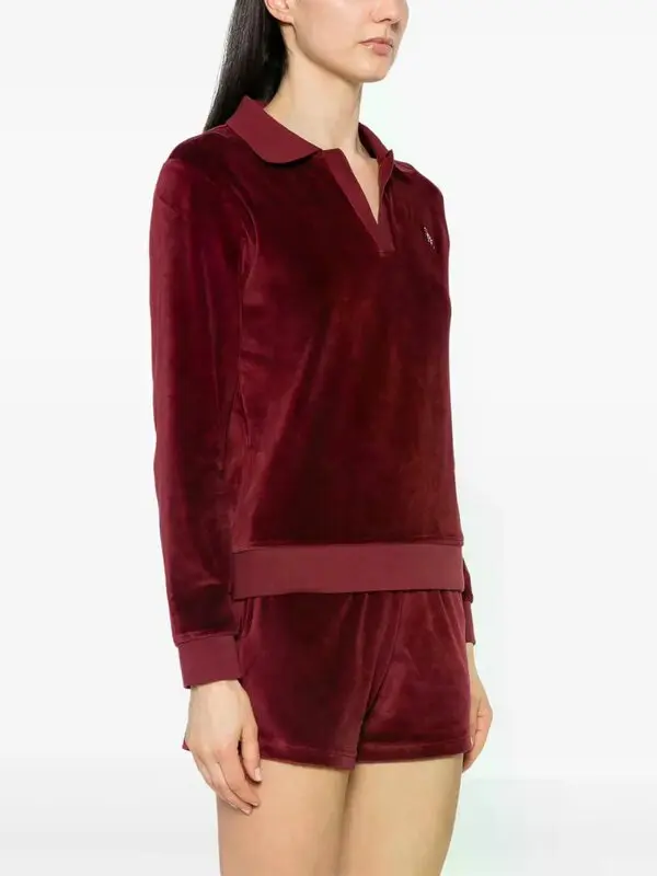 SPORTY & RICH Src Velour Polo Top