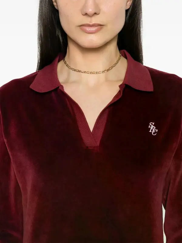 SPORTY & RICH Src Velour Polo Top