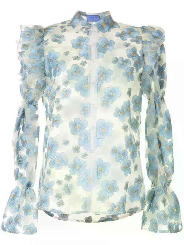 MACGRAW Souffle Embroidered Organza Blouse