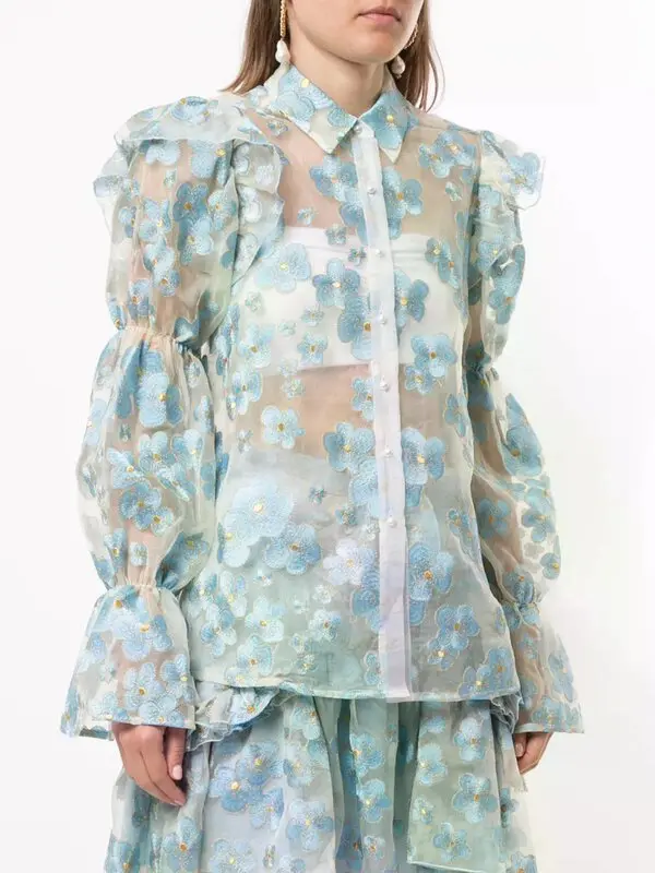 MACGRAW Souffle Embroidered Organza Blouse