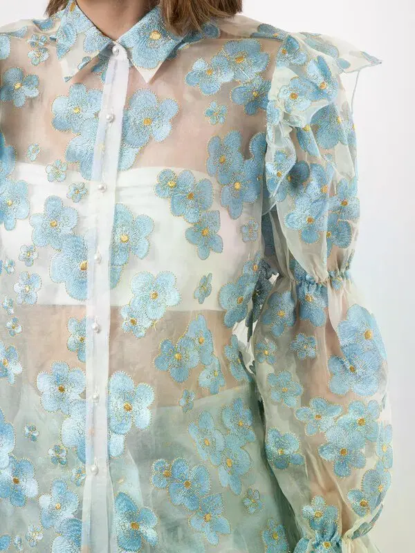 MACGRAW Souffle Embroidered Organza Blouse