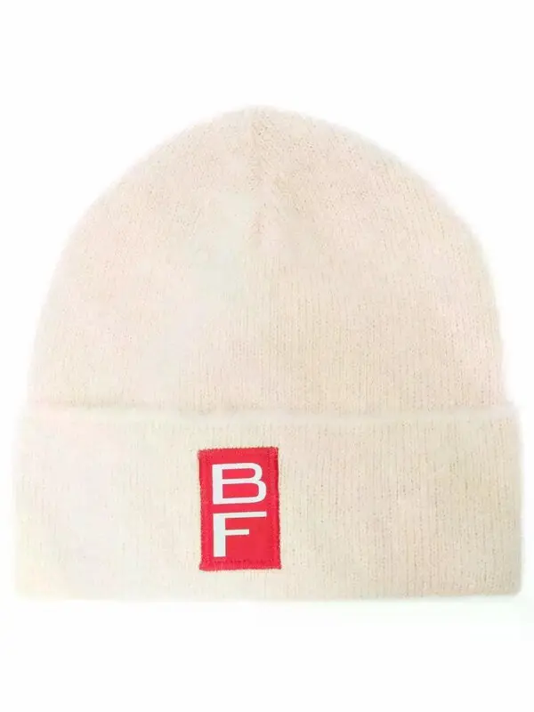 By Far Logo-patch Brushed-effect Beanie - Neutrals