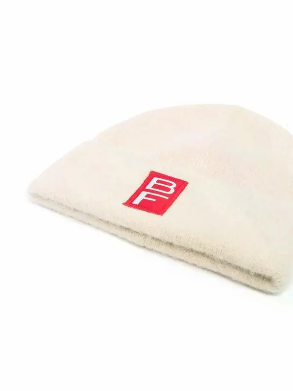 By Far Logo-patch Brushed-effect Beanie - Neutrals