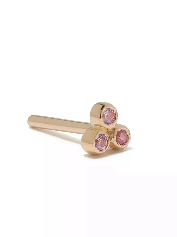 MARIA BLACK 14kt Yellow Triad Pink Sapphire Stud Earring
