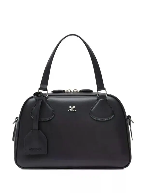 COURREGES Logo Plaque Leather Bowling Bag