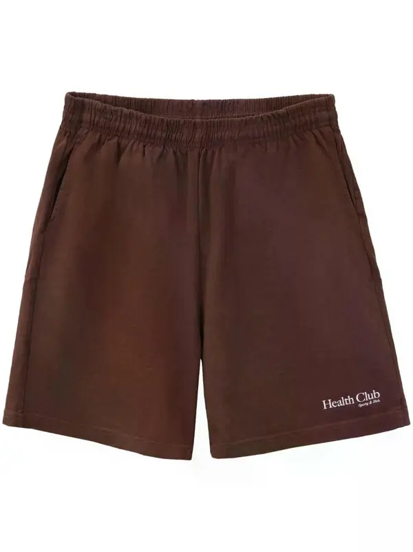 SPORTY & RICH Health Club Logo-print Shorts - Brown