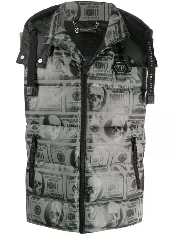 Philipp Plein Skull Dollar Feather Down Vest