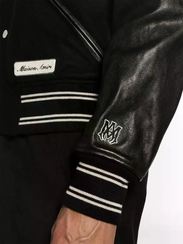 Amiri Varsity Bomber Jacket With Leather Panelling
