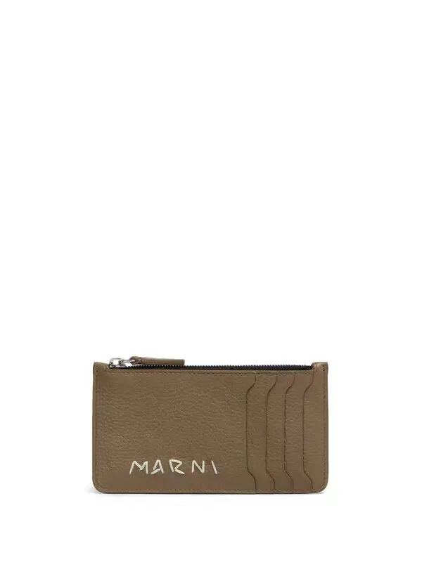 Marni Embroidered-logo Cardholder - Neutrals