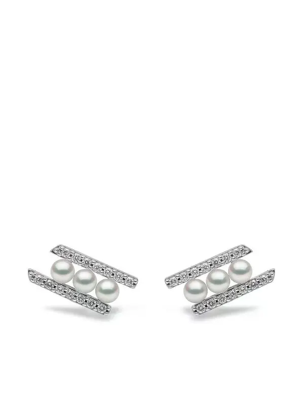 Yoko London 18kt White Gold Akoya Pearl And Diamond Earrings - Silver