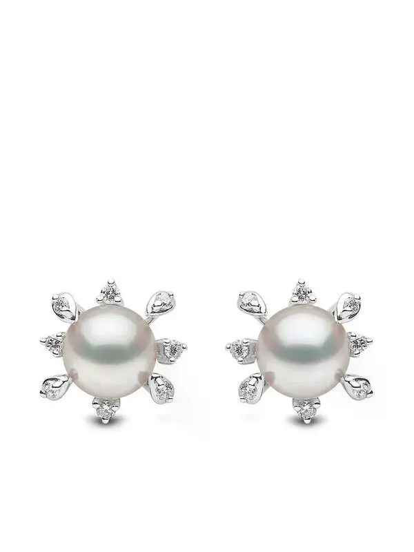 Yoko London 18kt White Gold Pearl And Diamond Earrings - Silver