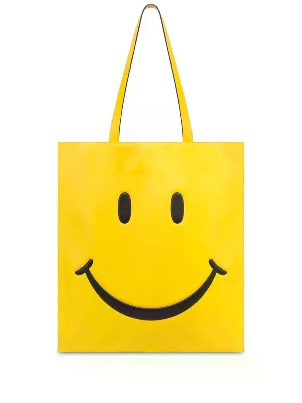 Moschino Smiley Leather Shoulder Bag - Yellow