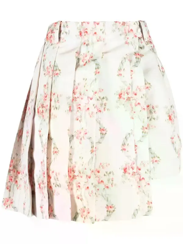 Simone Rocha Floral-print Asymmetric Skorts - Neutrals