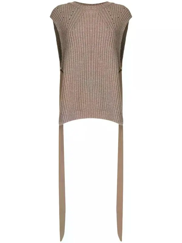 Goen.j Side-tie Knitted Top - Brown