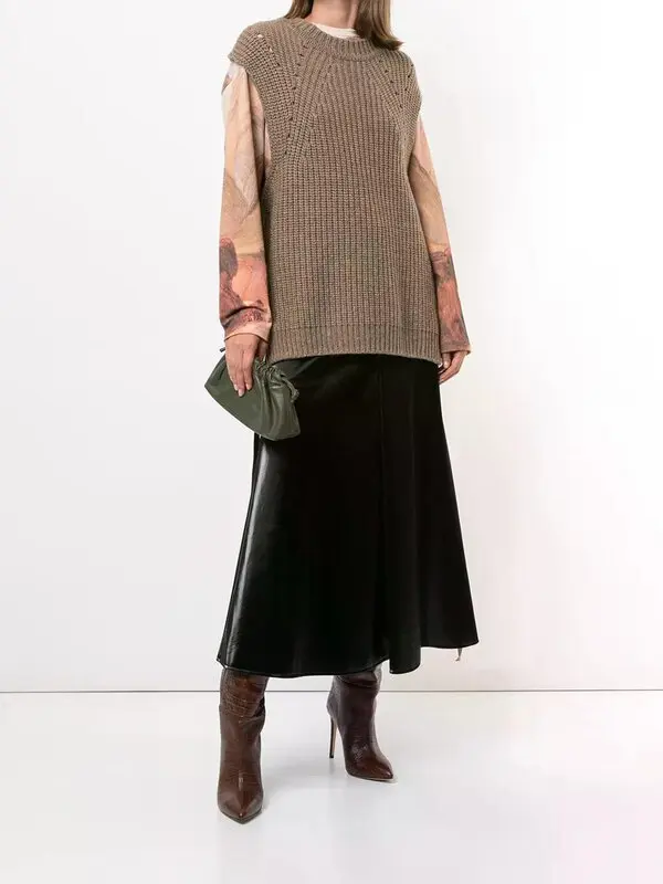 Goen.j Side-tie Knitted Top - Brown