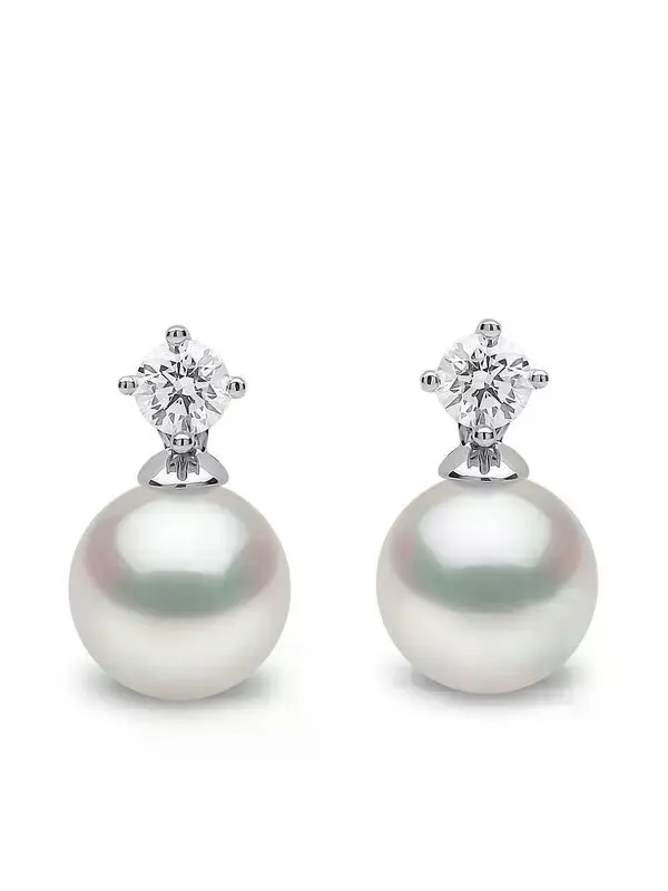 Yoko London 18kt White Gold Akoya Pearl Stud Earrings - Silver