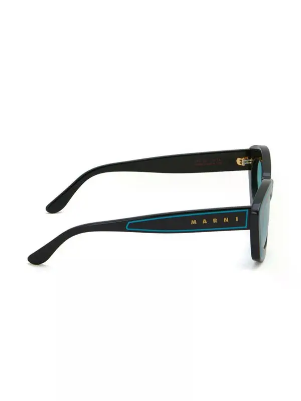 Marni Logo-print Oval-frame Sunglasses