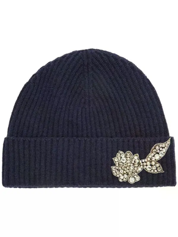 Erdem Crystal-embellished Ribbed-knit Beanie