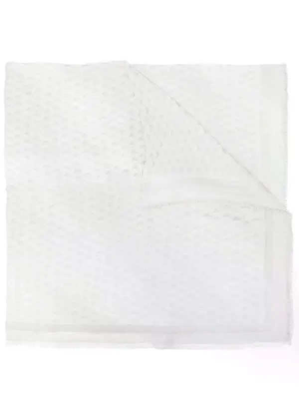 Emporio Armani Monogram Frayed Scarf - Grey