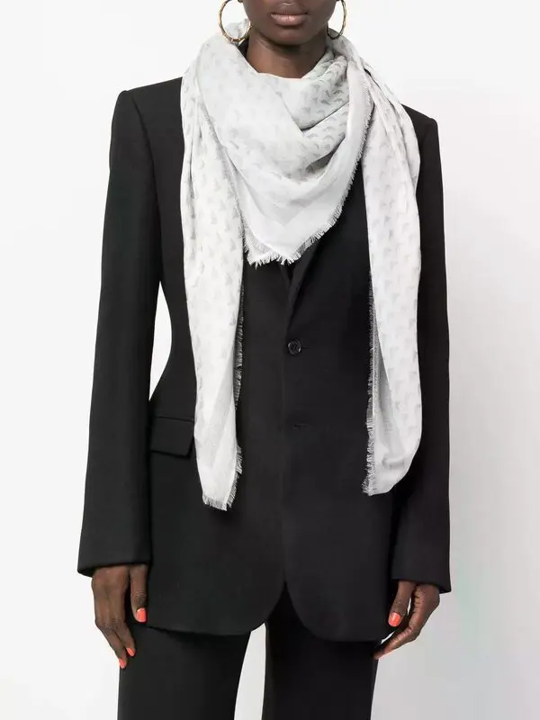Emporio Armani Monogram Frayed Scarf