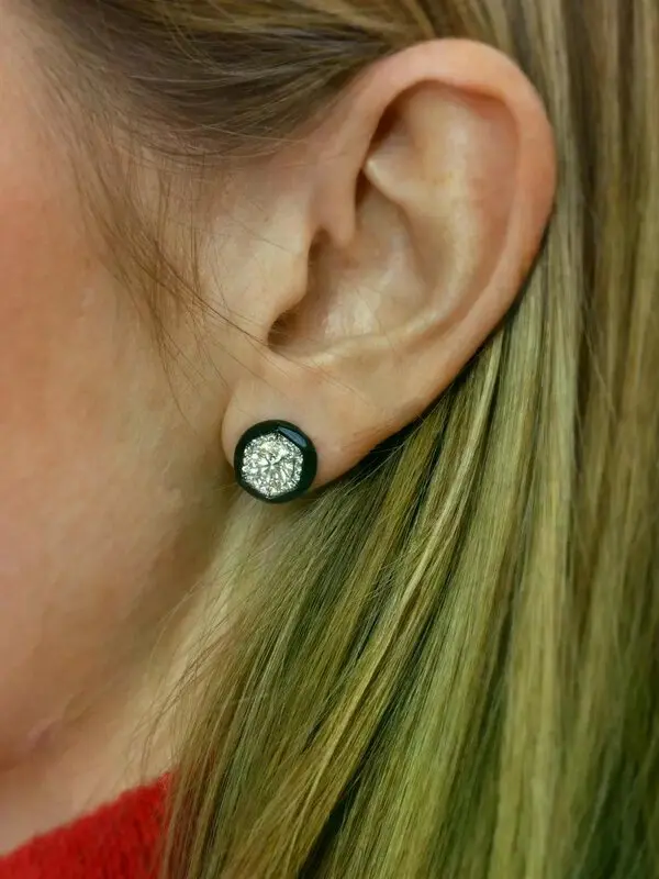 LILY GABRIELLA 18kt White Gold Hex Diamond Earrings