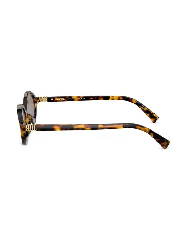 Miu Miu Oval Tortoiseshell Effect Sunglasses - Brown