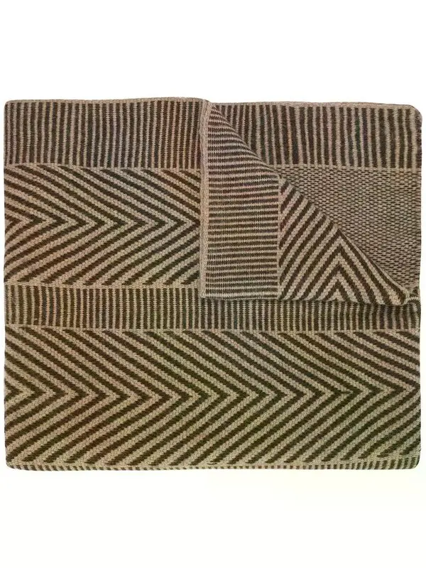 Voz Striped Chevron Shawl Scarf - Brown
