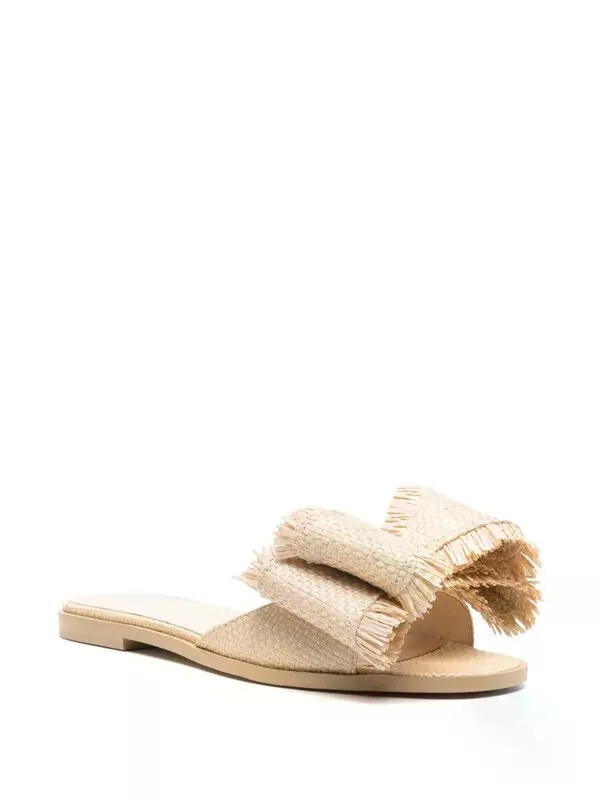 Mach & Mach Le Cadeau Slides With Oversize Bow - Neutrals